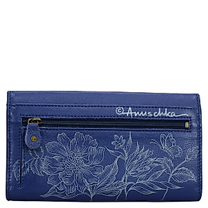 Anuschka Women’s Original Leather Hand-Painted RFID Blocking Three Fold Wallet, Garden of Delights