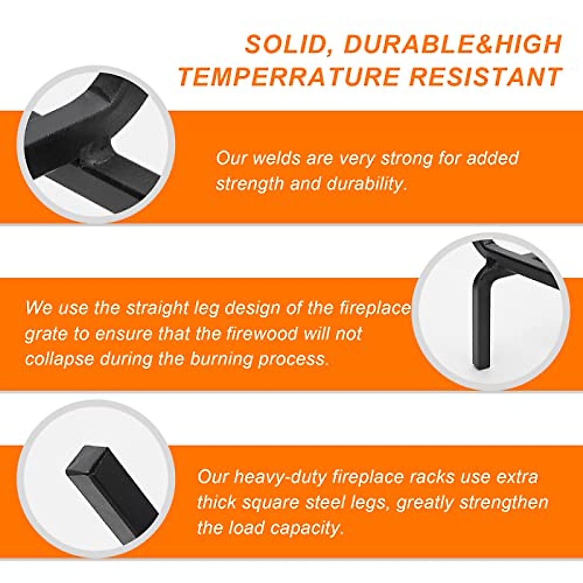 TwentyNext Fireplace Log Grate, Small 14Inch Heavy Duty Solid Steel Wood Rack Stove Firewood Holder for Indoor Hearth Outdoor Fire Pit Chimney Hearth Kindling Tool