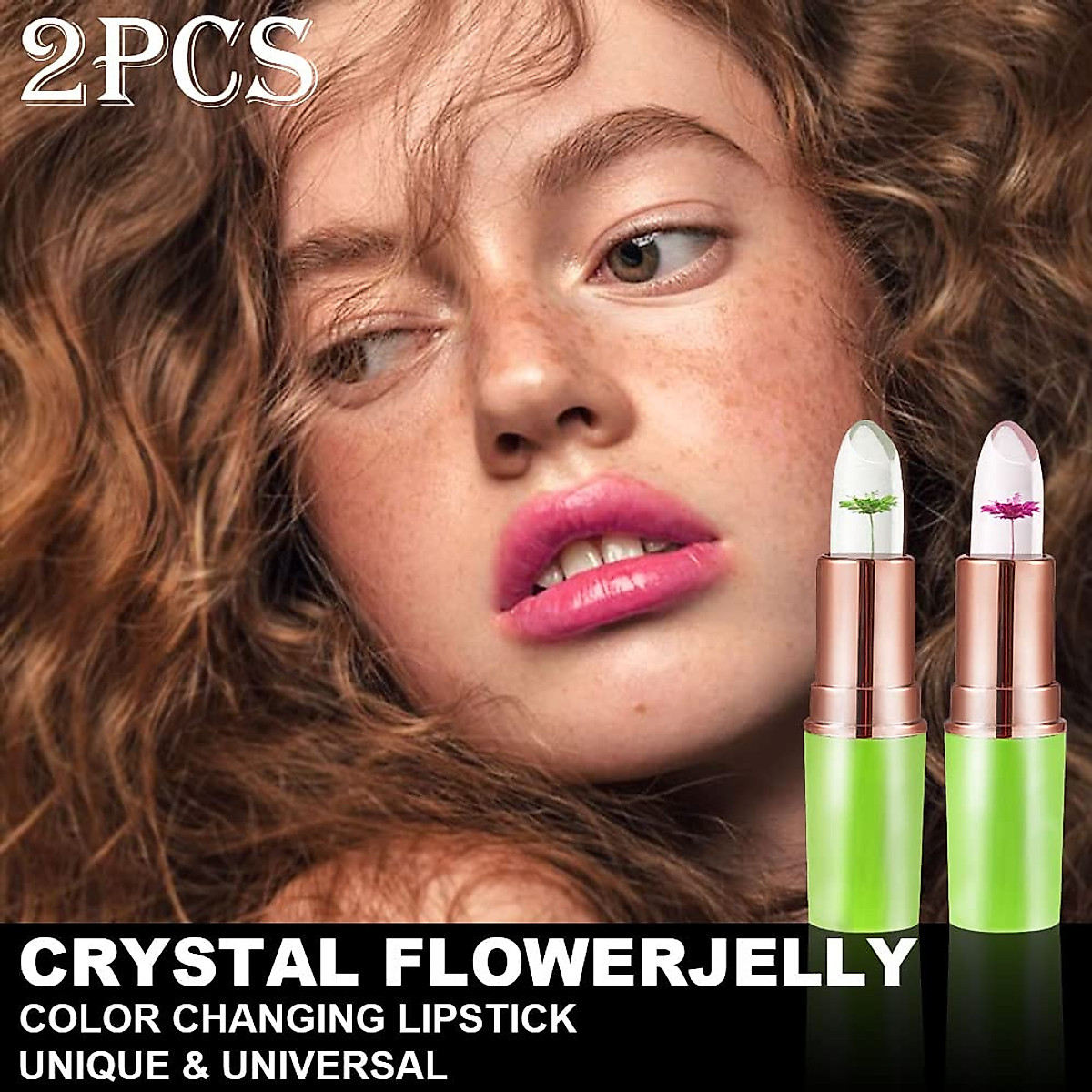 BINGBRUSH Color Changing Lipstick Queen,PH Mood Long Lasting Lip Gloss Korean Lip Balm Tinted Magic Makeup Moisturize Lipstick Set (2 Pcs Flower, 2 Count (Pack of 1))