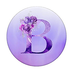 Monogram Initial Letter B purple floral Customized PopSockets PopGrip: Swappable Grip for Phones & Tablets