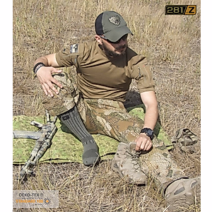 281Z Military Boot Socks - Tactical Trekking Hiking - Outdoor Athletic Sport (Black)(Medium 4 Pairs Pack)