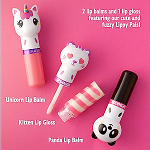 Lip Smacker Lippy Pals Flavored Lip Balm | Unicorn, Bunny, Llama | Clear Matte | for Kids Stocking Stuffer Christmas Gift | Set of 3