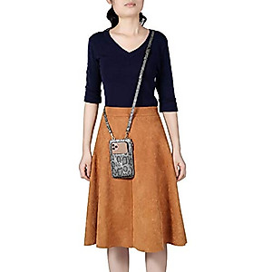 Daisy Rose Phone Holder Wallet & Crossbody Bag RFID Blocking Wristlet PU Vegan Leather - Grey Snake