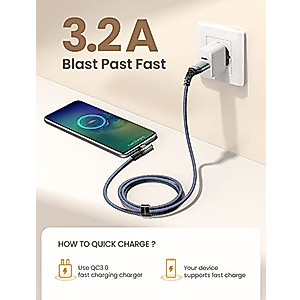 AINOPE USB C Cable 4-Pack [10/6.6/3.3/3.3ft] 3.2A Type C Charger Fast Charging Right Angle, USB C Charger Nylon Braided Compatible with Galaxy S10 S9 S8 Plus S21, Note 10 9 8, LG, Type C Cable