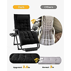 Ezcheer Oversized Zero Gravity Chair with Cushion, 31.5 inch Wide 400 lbs Weight Capacity, Lounge Chair for Outside with Cushion, Camping Beach Recliner Chair with Cup Holder & Head Pillow