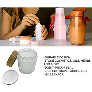 BEECO GIF2U Empty Bamboo Lid Jar 8oz/250g,Refilable Plastic Round Cosmetic Containers for Powder,Body Butter,Cream,Lotion,Wide Mouth Makeup Sample Storage Pot Dispenser(Frost)