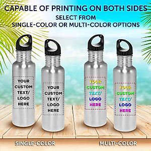 DISCOUNT PROMOS Custom Stainless Steel Water Bottles 26 oz. Set of 10, Personalized Bulk Pack - Reusable, Leak Proof, Perfect for Gym, Hiking, Camping, Outdoor Sports - Silver