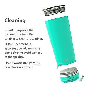 Zak Designs Zak! Play Bluetooth Tumbler with Straw and Wireless Speaker, Slider Lid, Double-Wall Stainless Steel and Vacuum Insulation, Removable Rechargeable Bluetooth Speaker