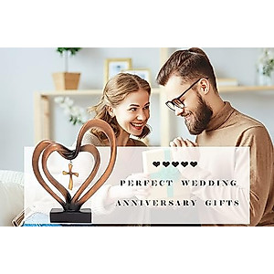 TZufa Wedding Anniversary Couples Gift - 25th 50th Anniversary Wedding Gift Ideas for Wife, Husband, Happy Anniversary, Wedding Decoration for Parents, Her/Him - Brown