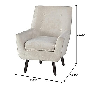 Signature Design by Ashley Zossen Contemporary Velvet Tufted Accent Chair, Cream