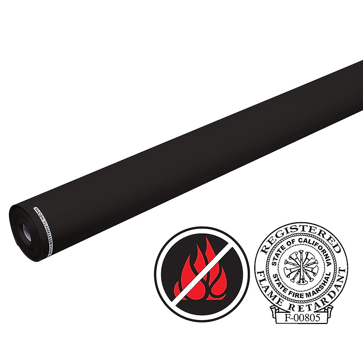 Flameless® Flame Retardant Paper, Raven Black, 48" x 100', 1 Roll