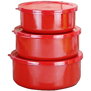 Reston Lloyd 6 Piece Enamel on Steel Bowl Set, Small, Red