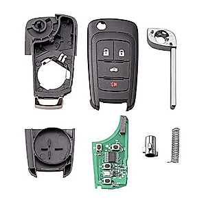 Keyless Remote 4 Button Flip Car Key Fob for Equinox Verano Sonic and Other Vehicles That Use FCC OHT01060512