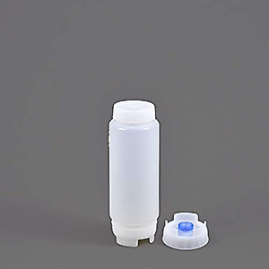 FIFO Squeeze Bottle Refillable 12 oz | Blue Tip Large Valve Dispenser for Thick Condiments, Sauces, Batter and Dressing | Self Sealing No Drip No Hassle | (3 Pack)