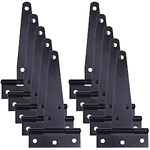 Angoily 10PCS T Strap Hinges 4 Inch, Black Gate Hinges for Wooden Fences,Barn Door Gate, Iron Rustproof Barn Door Hinge Shed Door Hinges