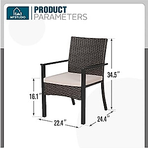 MFSTUDIO Patio Dining Chairs Set of 2,Outdoor Rattan Wicker Chairs with Removable Cushion for Garden,Porch,Balcony