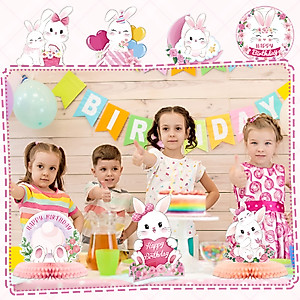10 Pcs Easter 3D Bunny Party Centerpiece Cute Rabbit Table Decorations Bunny Honeycomb Centerpiece for Girl Birthday Party Table Decorations Baby Shower Supplies