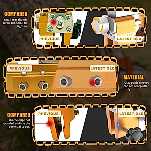 Chainsaw Sharpener, Chainsaw Chain Sharpening Jig Kit Hand Cranked Chainsaw Sharpener Tool Portable Chain Sharpener Suitable for All Chains, Gloves Included, Yellow