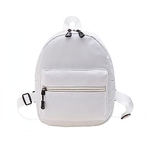 LAKEDREAM Casual Nylon Women Mini Backpack Fashion Solid Color Preppy Style Female Small Travel Knapsack Rucksacks (Style A White)