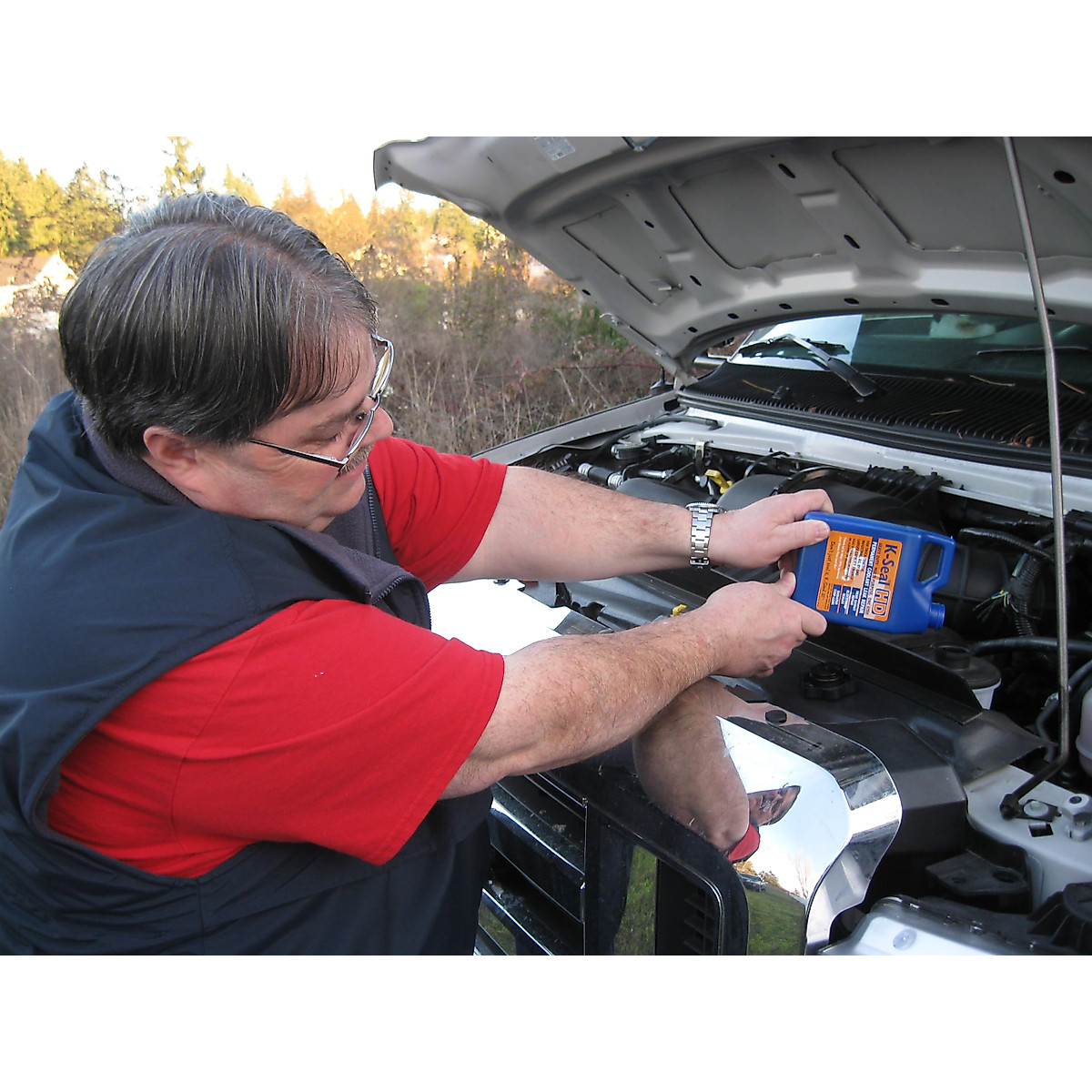 K-Seal ST5516 Heavy-Duty Multi-Purpose One Step Permanent Coolant Leak Repair, 8oz, Pour and Go, Mixes with All Antifreeze, No Flushing Required