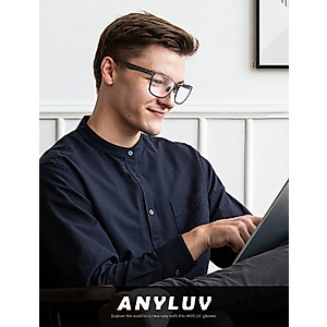 ANYLUV Blue Light Blocking Glasses for Men Premium Carbon Fiber Temples Mens Computer Gaming Glasses Rectangle Style UV400