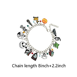 DEZHAN Halloween Nightmare before Christmas Horror Bracelet Charm, Jack Sally Zero The Dog Oogie Boogi Bracelet for Women and Men