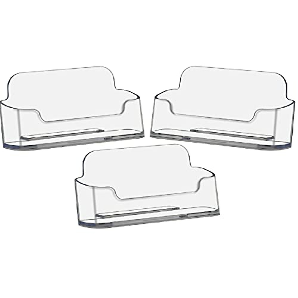 3 Clear Plastic Business Card Holders Desk or Counter Display Stands