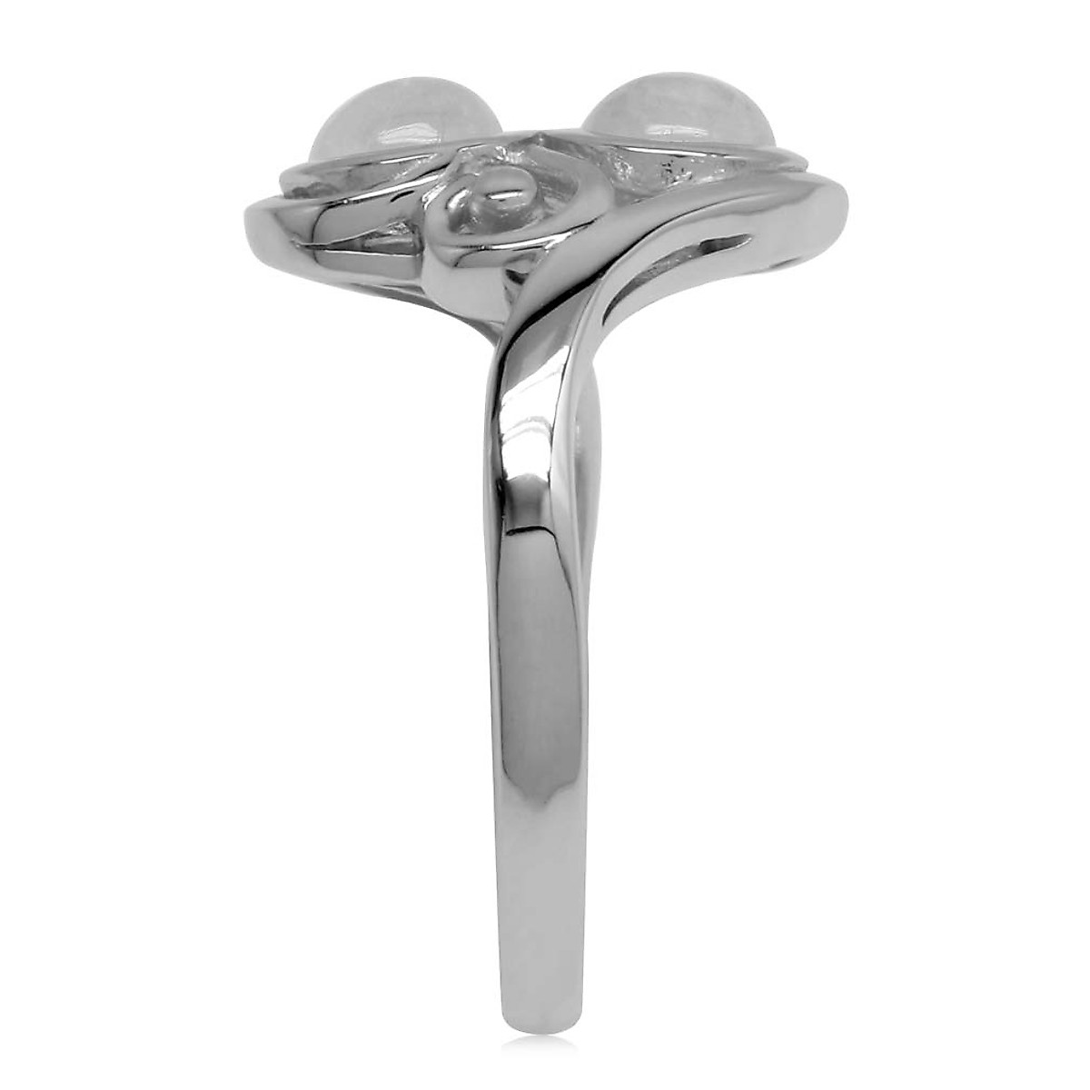 Silvershake 5mm Natural Round Shape Moonstone 925 Sterling Silver Swirl and Spiral Style Ring Size 8