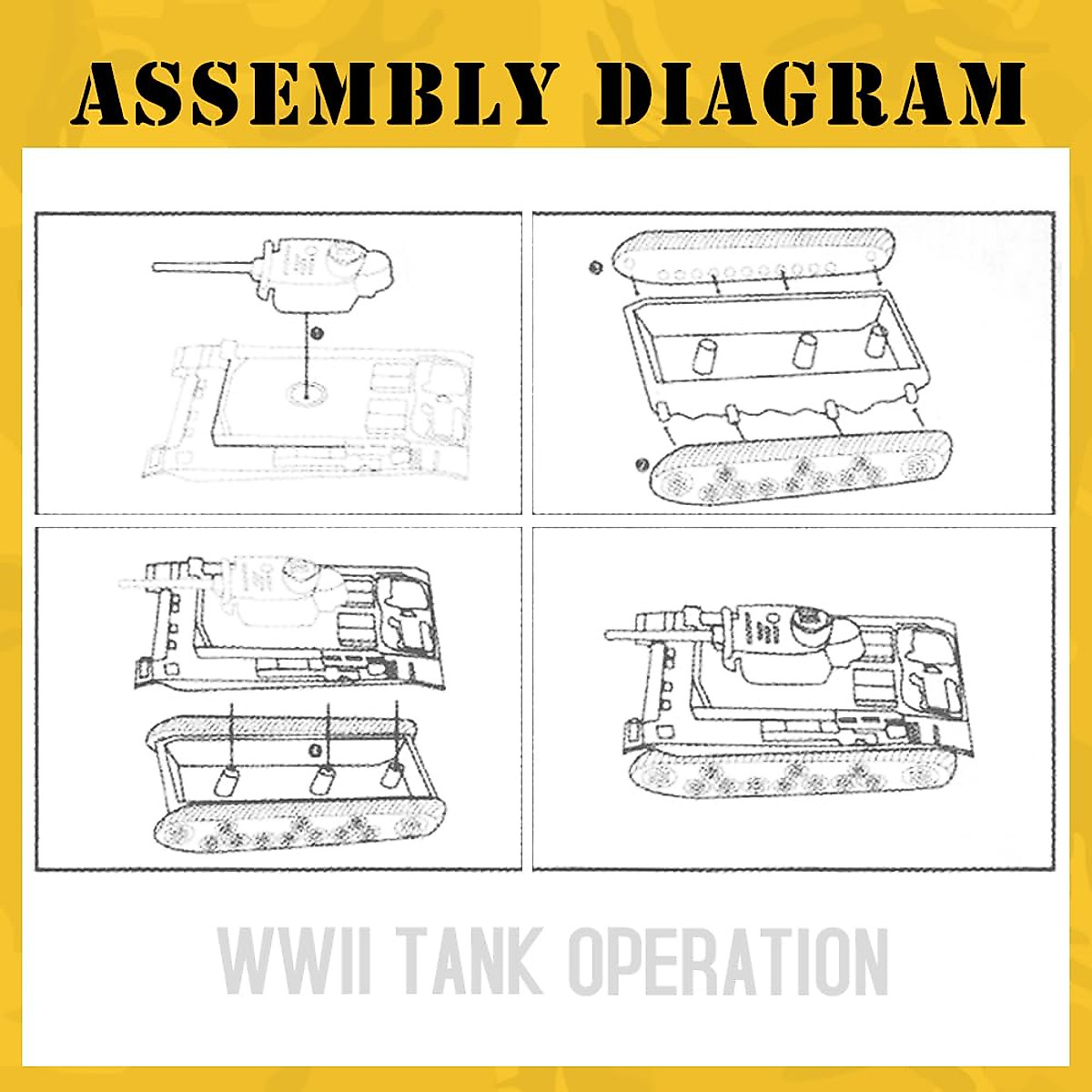 ViiKONDO 8 PCS 1/144 WWII Tank Model German Tiger Hunting Heavy Tank Panther Main Battle Tank AMX-30 Soviet T-34 Medium DIY Assembly Collection