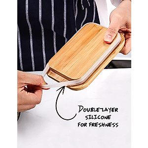 AISBUGUR Large Butter Dish with Lid for Countertop, Metal Butter Keeper with Stainless Steel Multipurpose Butter Knife, Butter Container with Double High-quality Silicone Good Kitchen Gift White