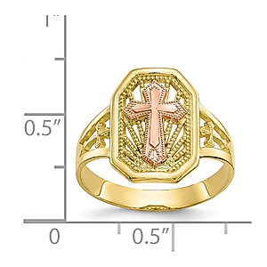 Sonia Jewels Size - 9-10k Two Tone Filigree Cross Crucifix Ring (3 to 15 mm)