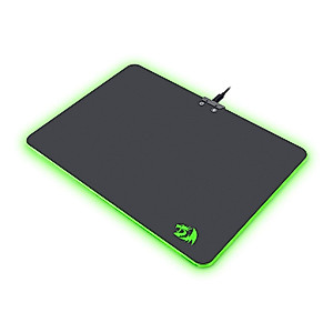 Redragon P010 Gaming Mouse Pad, RGB LED Lighting Effects, Wired, Hard Non-Slip Rubber Low Friction Surface Mouse Mat for MMO Computer Windows PC Gamers (13.8 x 9.8 Inch)