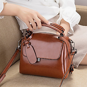 FOXLOVER Small Leather Crossbody Bags for Women Lady Shoulder Bag Top Handle Mini Handbag and Purse
