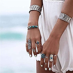 Fuqimanman2020 9pcs Boho Silver Statement Rings Joint Knuckle Ring Set