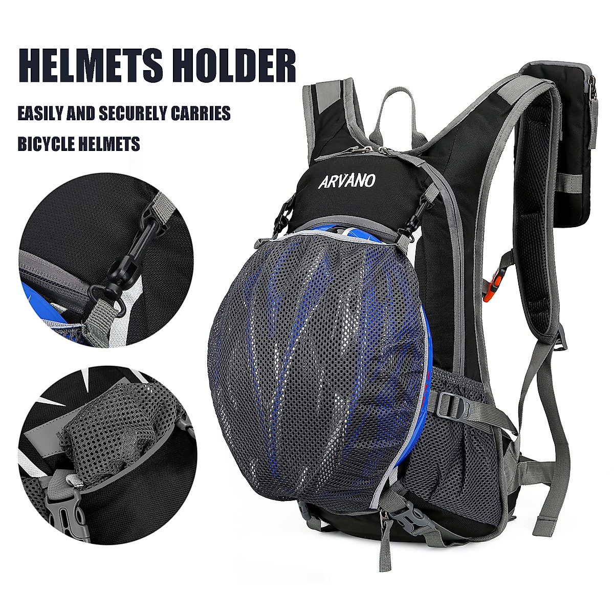 Arvano Cycling Backpack Bike Hydration Pack, Mountain Biking Backpack, Small Bicycle Riding Daypack with 2L Water Bladder, for Hiking, Skiing, MTB (Black)