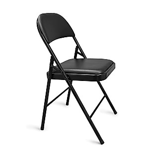Amazon Basics Vinyl-Padded Metal Steel Folding, Black, 4-Pack Chair