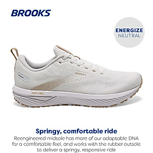 Brooks Women’s Revel 6 Neutral Running Shoe - White/Khaki - 7.5 Medium