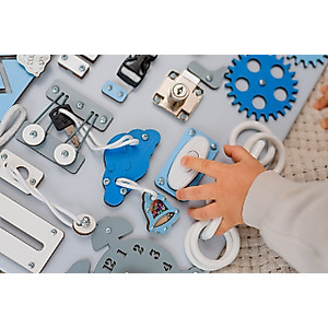 Busy Board for Toddlers, Sensory Game, Montessori Board for Kids, Activity Toy for Toddlers, Develop Fine Motor Skills, Educational Learning Toy, Learning Wooden Travel Toy, Doors and Locks