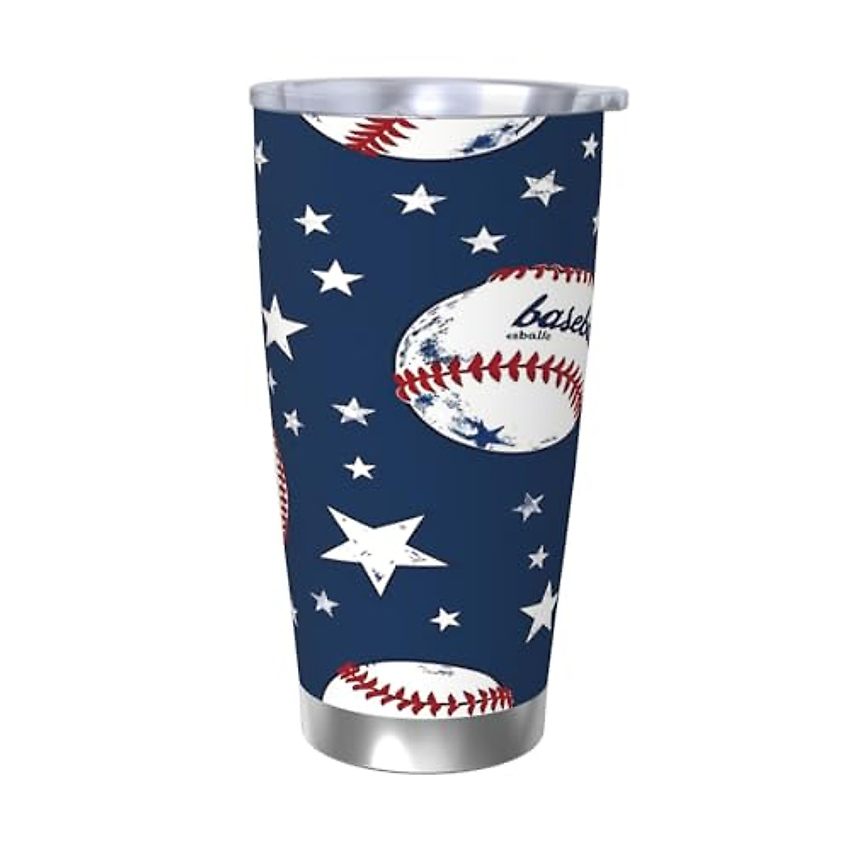 AYCZN Vintage Baseball Star 20 OZ Tumbler Stainless Steel Travel Coffee Mug, Sport Ball Insulated Water Bottle with Lid and 2 StrawsLeakproof Thermal Cup