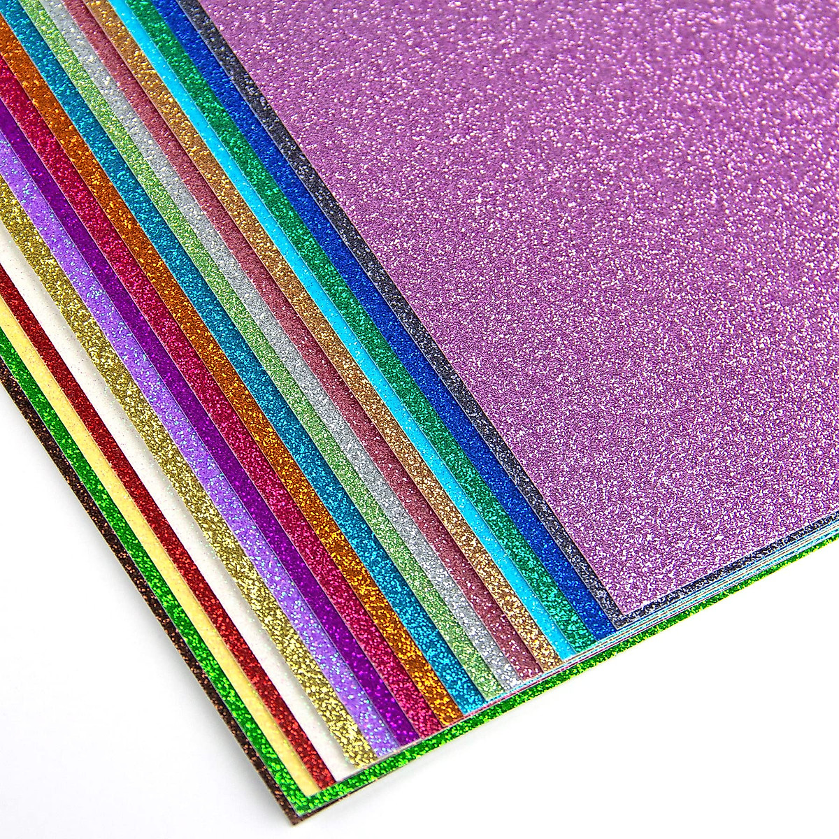Nonshed Glitter Cardstock Paper, 48 Sheets 24 Colors, Premium Glitter Paper for Crafts, DIY Projects, Card Making, 200GSM