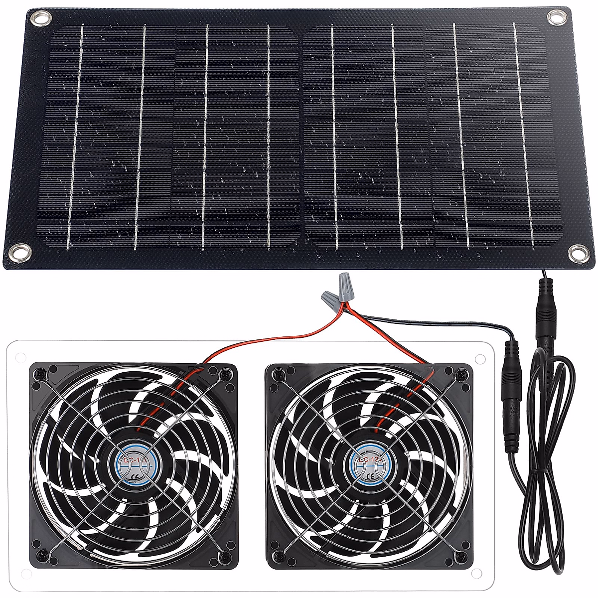 Mudder Solar Panel Fan Kit Waterproof Solar Powered Dual Fan 10W 12V Solar Exhaust Fan for Chicken House, Greenhouse, Dog House, Shed, Pet Houses, Window Exhaust, DIY Cooling Ventilation Projects