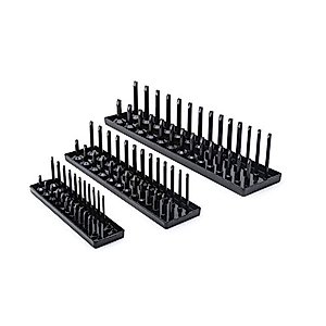 GEARWRENCH 3 Pc. 1/4", 3/8" & 1/2" Drive SAE Socket Storage Tray Set, Black - 83118
