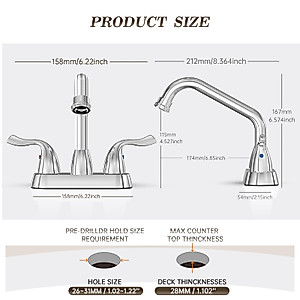 Phiestina Centerset 4-Inch 2 or 3 Hole Chrome Utility Sink/Laundry Faucet, with Rotatable Swivel 360° Spout and Threaded End, with Water Supply Line, BF025-7-C