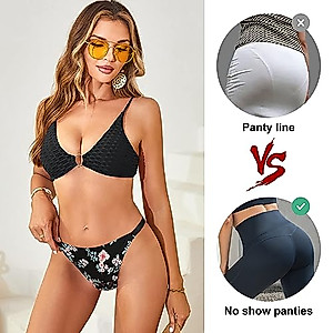 LEVAO Seamless Thongs for Women No Show Panties Stretch Printed Underwear Sexy G-String Thongs Multipacks