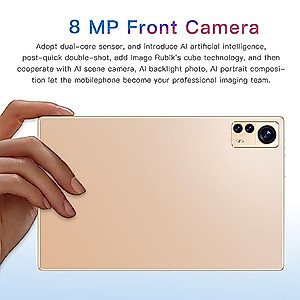 FOLOSAFENAR WiFi Tablet, 8GB RAM 256GB ROM 1960 X 1080 Resolution 10.1 Inch 5G WiFi Digital Tablet with Keyboard for Recreation for Studying (US Plug)