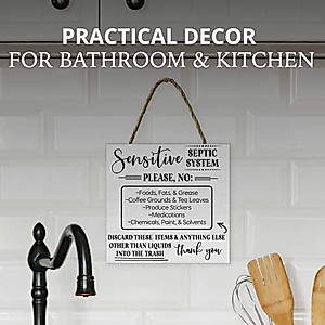 Sensitive Septic System Sign Great for Kitchen Sink Rental House Garage Cafe Bar Decor Sign Modern Farmhouse Decor Cute Wall Art Gift for Men and Women
