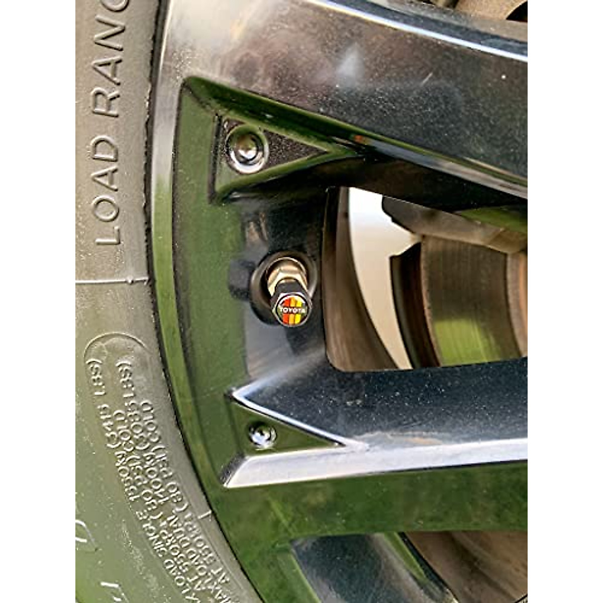 Tactilian Retro Toyota Valve Stem Cap - Red Orange Yellow Yota Aluminum with Rubber Ring Tire Wheel Rim Dust Cover fits Cars, Trucks, Bikes, Motorcycles, Bicycles - (4 Pack) (Retro Toyota)