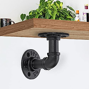 1/2" Industrial Pipe Shelf Bracket, Wall Mounted Floating Shelf Bracket, Heavy Duty Metal Shelves Brackets Decorative Rustic DIY Shelving Bracket, Set of 6 (3.3 x 3.3)
