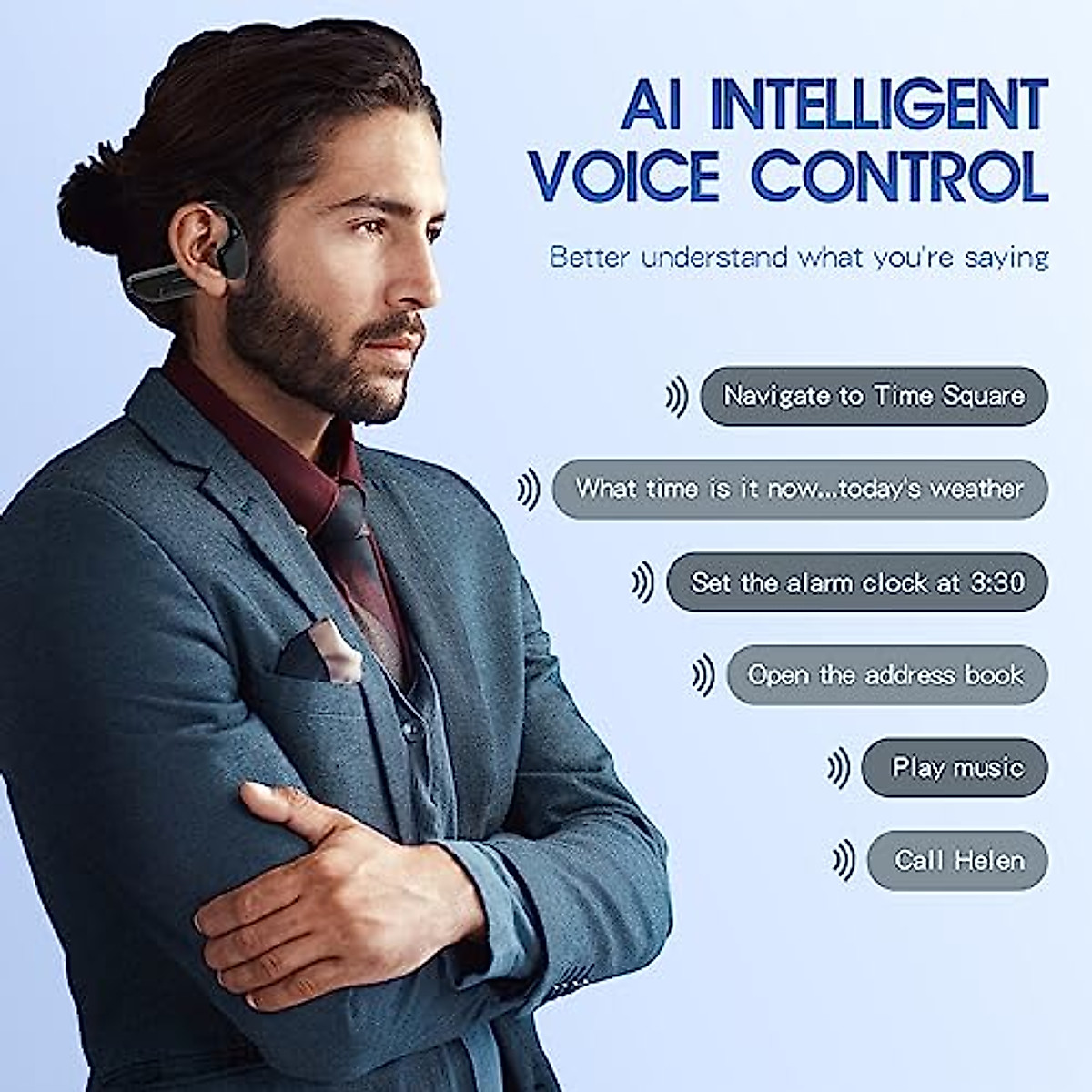 Peakidom Bone Conduction Headphones, Open Ear Headphones Wireless Bluetooth, Waterproof and Sweatproof, Suitable for Running, Fitness, Cycling, Driving, Etc.