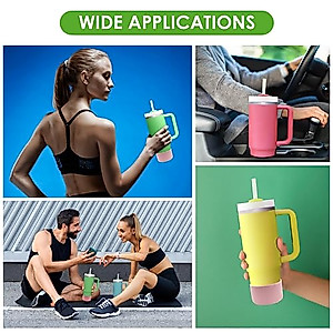 Elevate 2 Pcs Silicone Boot for Stanley Quencher 40oz, 30oz Tumbler with Handle and Stanley IceFlow 20oz, Anti-Slip Protective Water Bottle Bottom Cover for Hydro Sport Flask Bottle 12oz-24oz (Pink)